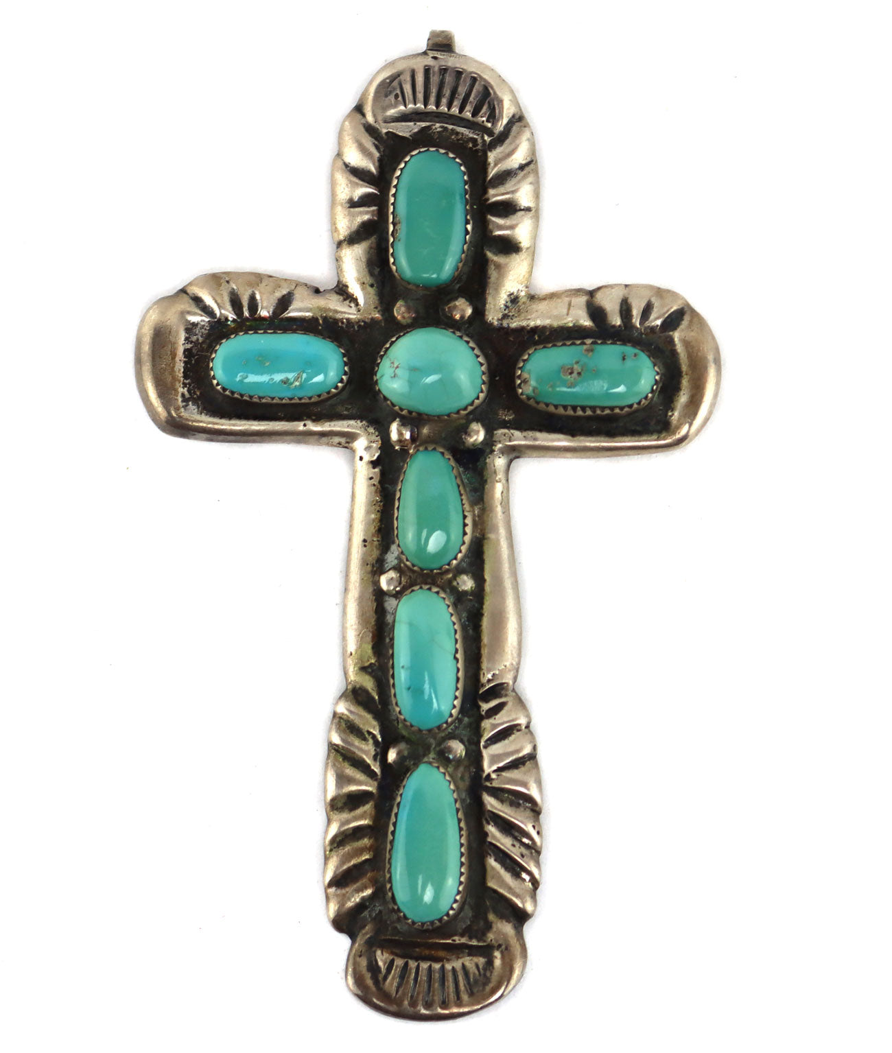 Horace Iule (1899-1978) - Zuni - Turquoise and Silver Cross Pendant wi
