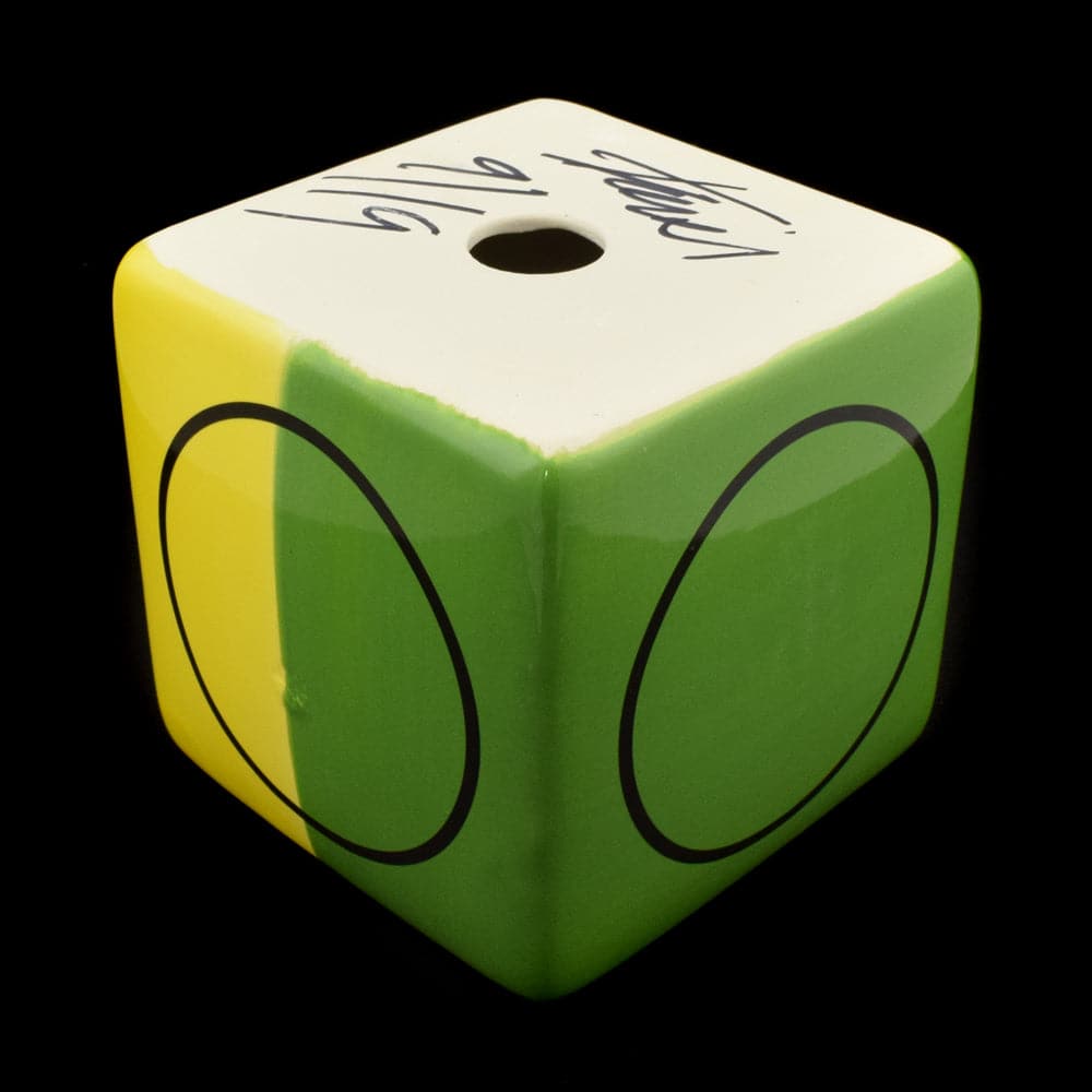 Kaiser Suidan - Green and Yellow Porcelain Cube with Circular Design
