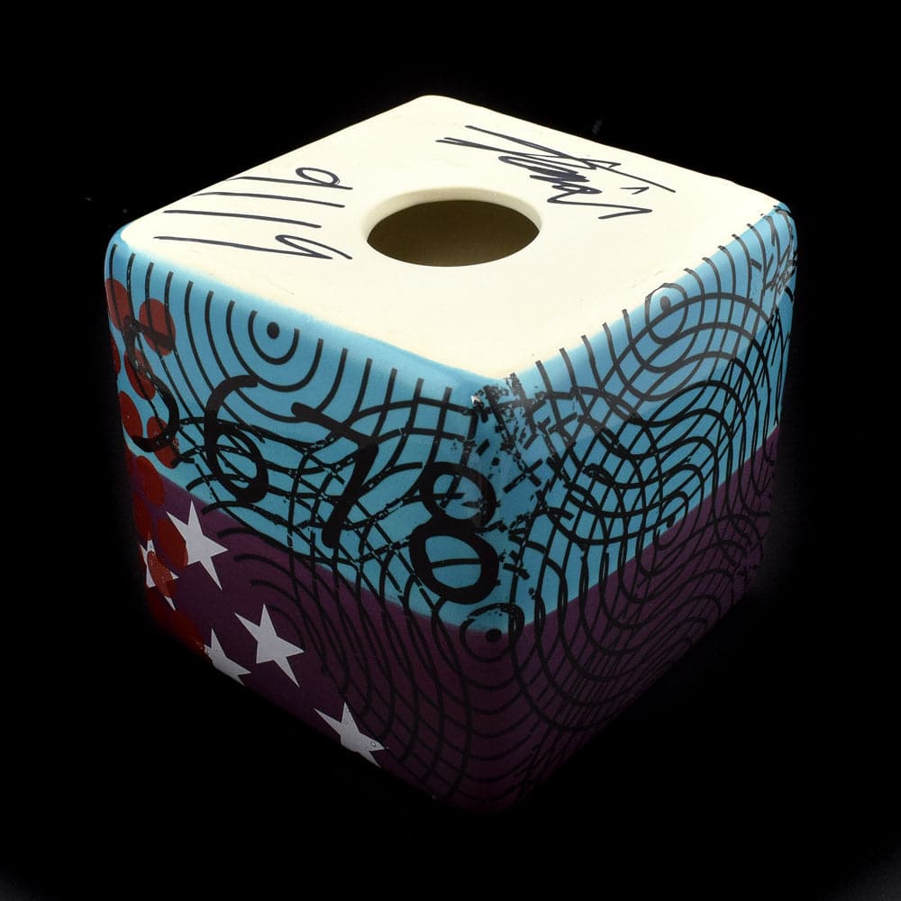 Kaiser Suidan - Stars, Circles, and Numbers Collage Porcelain Cube
