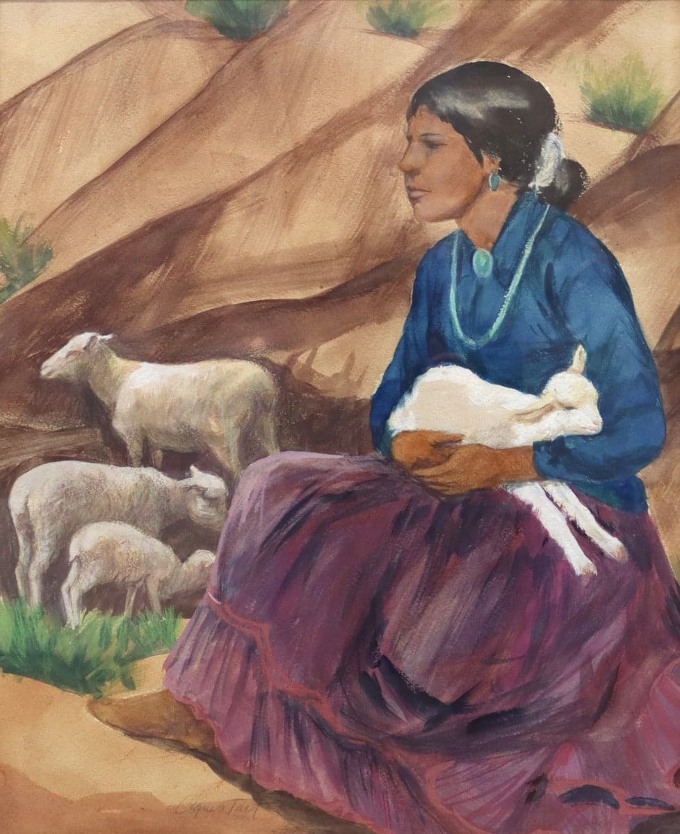 Agnes Tait (1894-1981) - Woman with Her Flock (PDC91115A-0122-001)